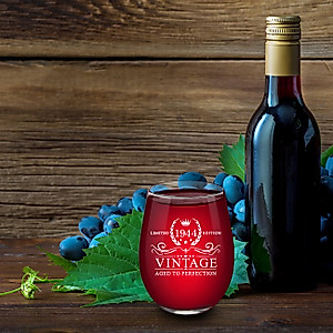 80th Birthday Gifts for Women Men - Vintage 1944 Limited Edition Stemless Wine Glass 15 oz- 80 Year Old Women Gifts -80th Birthday Gift and Home Use - 80 Year Old Birthday Party Decorations - 1 PACK