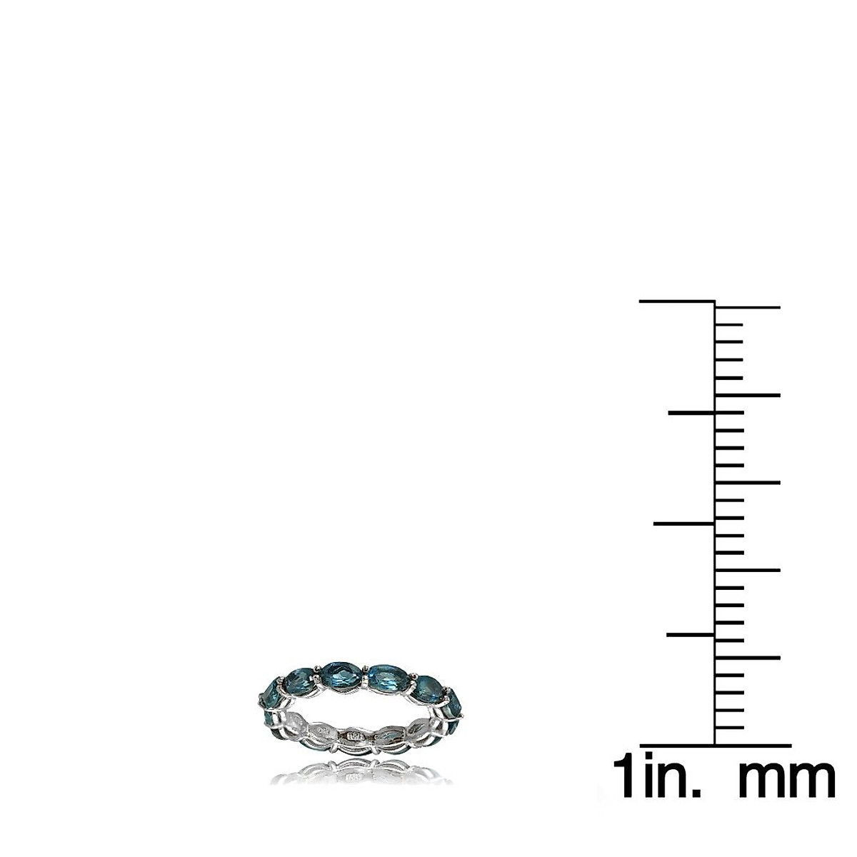 Ice Gems Sterling Silver London Blue Topaz 5x3mm Oval-cut Eternity Band Ring, Size 5