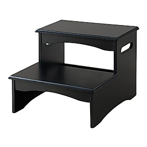 KB Designs - 2 Step Wood Step Stool for Kitchen, Bathroom, Bedroom, Living Room, Black
