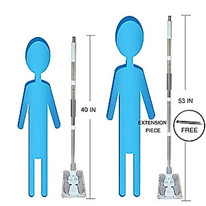 Mop 15 in Microfiber Hardwood Floor Mop 4 Washable Mop Pads Flat Mops for Wet or Dry Laminate Tile Floor Cleaning Wet Mop with Durable Extended Handle