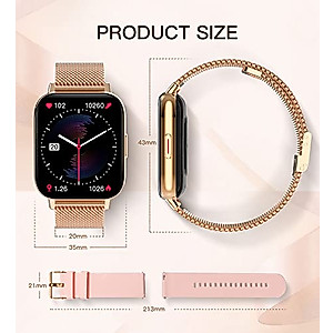 Lefitus Smart Watches for Women (Answer/Make Calls) 1.7" Touchscreen Fitness Tracker with Heart Rate Monitor Pedometer Smartwatch for Android and iOS Phones with Stainless Steel Band Waterproof