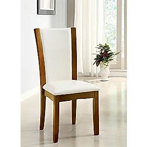 Furniture of America Archie Leatherette Upholstered Dining Chair, White, Set of 2