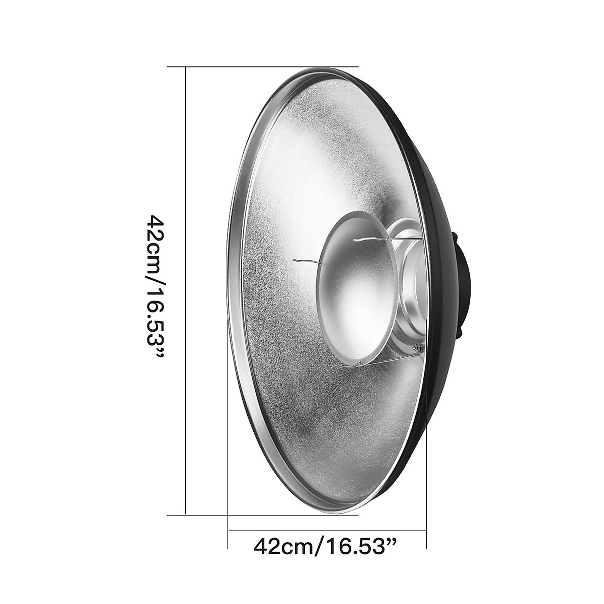 Soonpho 16 inch/42cm Standard Reflector Beauty Dish with Honeycomb Grid, Diffuser Sock and Bag,for Bowens Mount Studio Strobe Flash Light Like Neewer VC-400HS VE-300 Godox AD200 AD180 AD360(Silver)