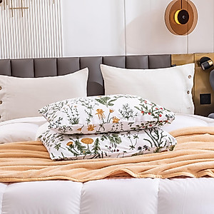 ECOCOTT 100% Cotton Pillowcases Standard Size, Floral Print Pattern Pillow Cover 2 Pack, Super Soft Envelope Closure Standard Pillow Case Set (Standard, 20"x26")