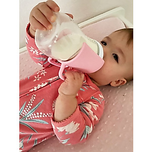 Baby Luvhandles Baby Bottle Holder - Baby Shower Gifts and Accessories for Baby Self Feeding - Improves Motor Skills (Pink)