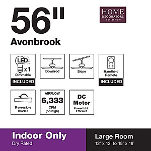 Avonbrook 56 in. LED Bronze Ceiling Fan with Light Kit and Remote Control