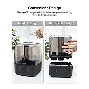Humidifier for Bedroom Large Room, MORENTO 4.5L Top Fill Cool Mist Humidifier for Baby and Plants, Essential Oil Diffuser, Last up to 50Hrs with Night Light, Humidity Setting, Auto Shut-Off, Black