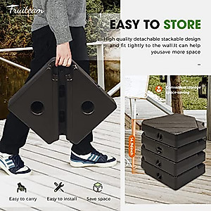 FRUITEAM Patio Cantilever Umbrella Base Weight, 4-Piece Offset Umbrella Base Stand Heavy Duty, Wind-Resistant, Water & Sand Filled Base Up to 180 LBS
