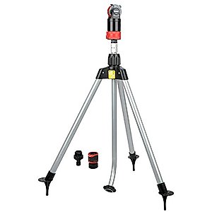 Eden 11530 Multi-Pattern Turbo Gear Drive Metal Tripod Sprinkler Plus Misting System w/Quick Connect Starter Kit, 360 Degree Coverage