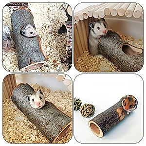 POPETPOP Hamster Hideout Hamster Rest House Small Pet Play House Hamster Tunnel Maze Wood Castle Habitat for Guinea Pig Bunnies Chinchilla