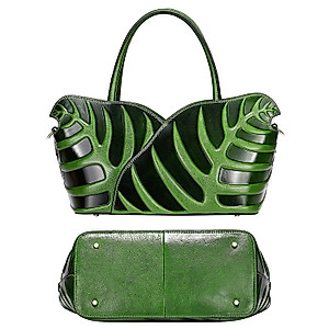 PIJUSHI Designer Leaf Handbags and Purses for Women Top Handle Satchel Shoulder Bag (22352 Green)