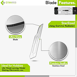Cynamed Box of 100 Scalpel Sterile Blades Carbon Steel Individually Foil Wrapped