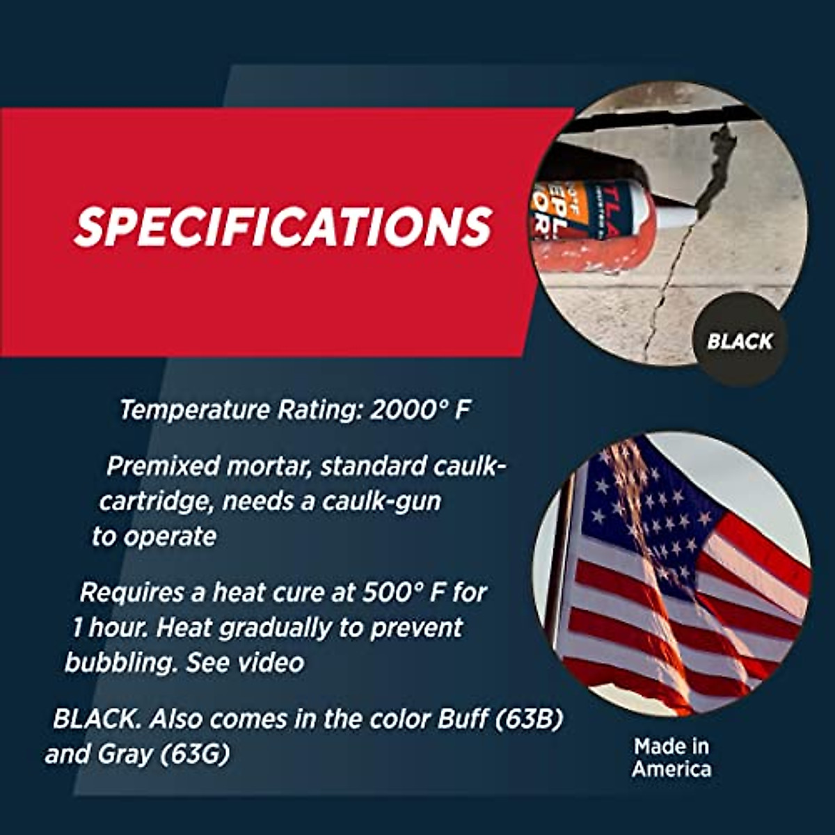 Rutland Products Fireplace Mortar Cartridge, 10.3 Fl Oz, No Size, Black-63