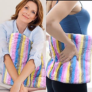 UNOWIX Electric Heating Pad for Back/Waist/Abdomen/Shoulder/Neck Pain and Cramps Relief - 12 Heat Levels, 8 Timers,Cute Plush Heat Pad, Holiday Gifts for Girls, Machine Washable-Rainbow-F(12" x 24")