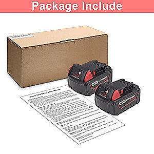 2 Packs 18V 6.0Ah Replacement 48-11-1860 Battery Compatible with Milwaukee M18 Battery Lithium 48-11-1862 48-11-1850 48-11-1840 48-11-1828 48-11-1820 48-11-1815 Cordless Tools Batteries