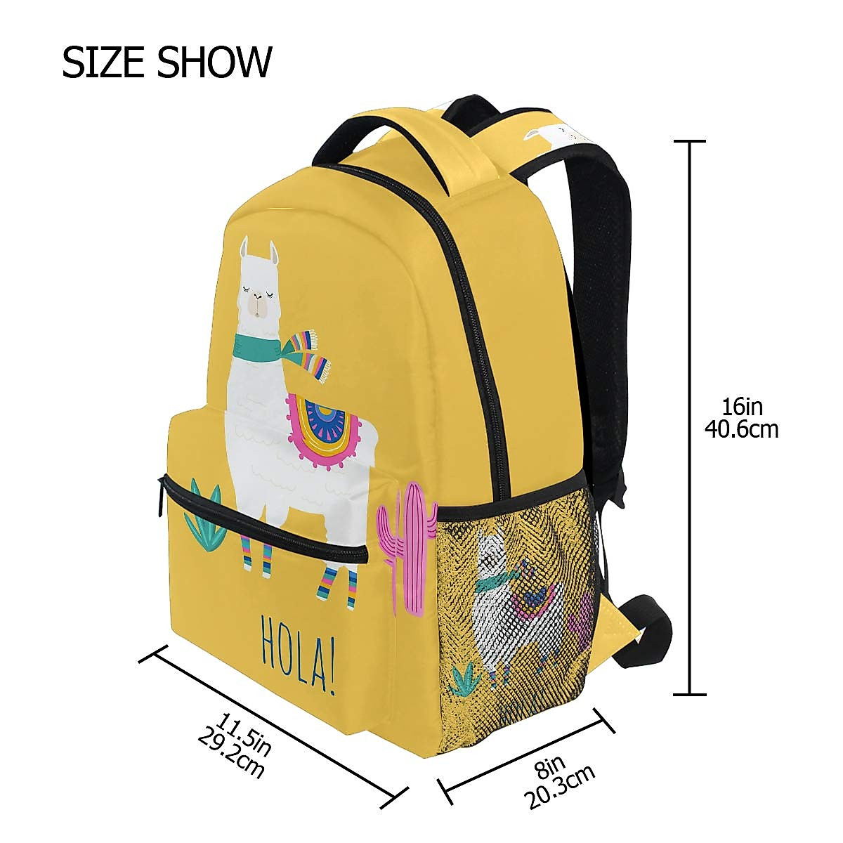 School College Backpack Rucksack Travel Bookbag Outdoor Animals (Llama)