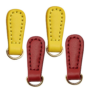 Batino 4PCS Leather Zipper Pull for Boot/Jacket/Bag/Purse Replacement (Red and Yellow)