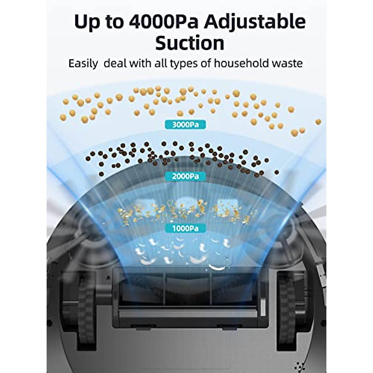 HONITURE Robot Vacuum Cleaner, G20 Robot Vacuum and Mop Combo 3 in 1, 4000pa Strong Suction, Self-Charging, App&Remote&Voice Control, Compatible with Alexa, Ideal for Carpet, Hard Floor, Pet Hair.