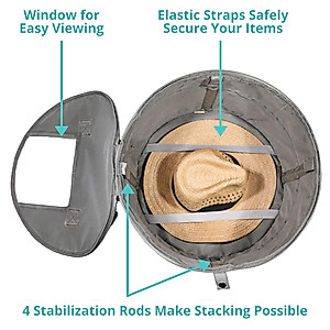 HappiBox Hat Storage Box | Stuffed Animal Toy Storage | Stackable Round Pop-up Container | Travel Hat Boxes for Women & Men | Closet Organizer w Lid | Dust Cover Cowboy & Sun Beach Hats (Gray, 1 Pack)