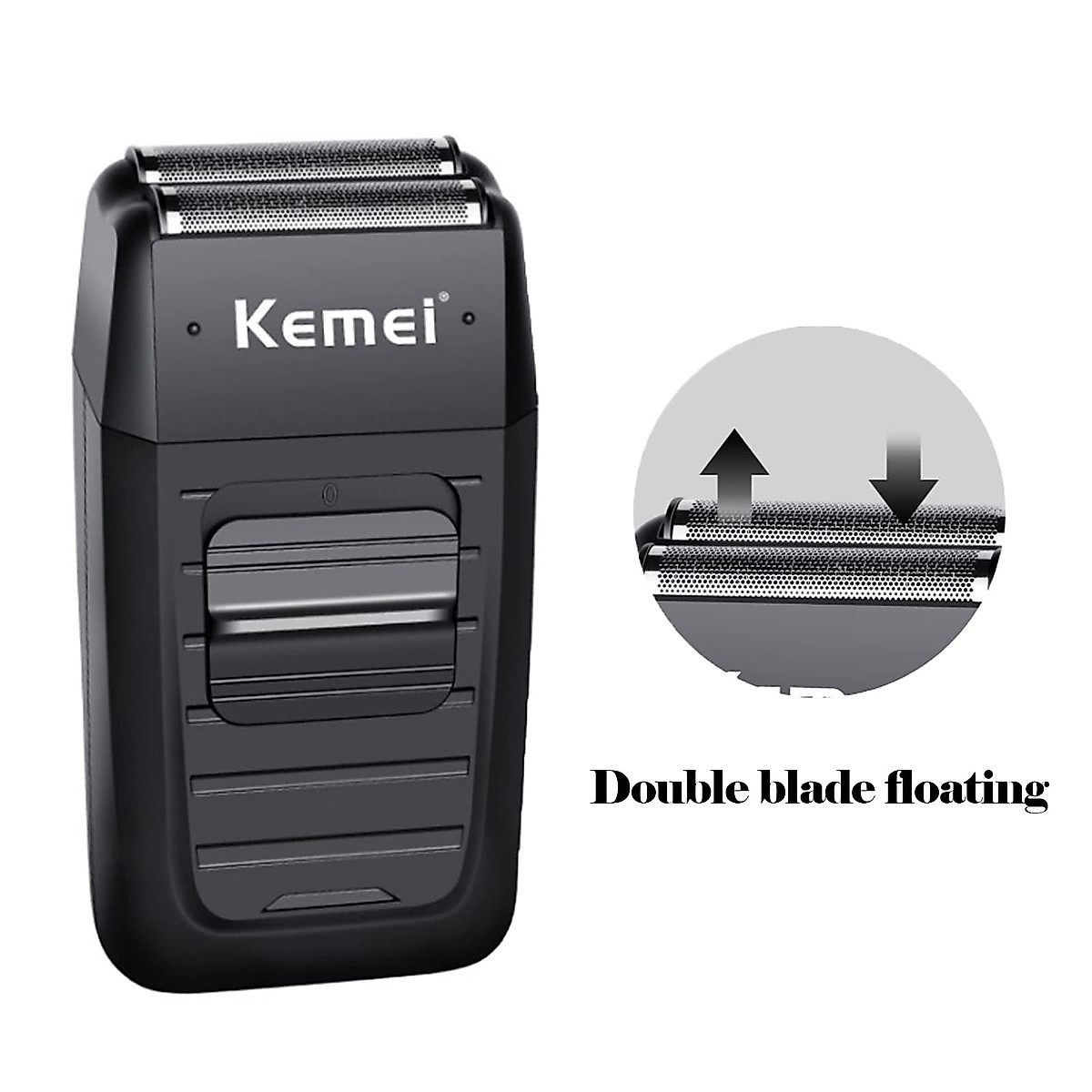 KEMEI Men's Reciprocating Cordless Razor Electric Rechargeable Razor Precision Beard Sideburn Trimmer Razors Twin Blade Multifunction Grooming Razor