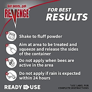 Revenge Spider & Ground Bee Killer for Indoors and Outdoors, 10 oz Ready-to-Use Dust Treatment Repels Ants, Bees, Roaches, Spiders and More