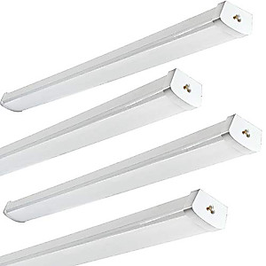 (Pack of 4) LED Shop Light 4FT, 40W 4500LM 5000K Daylight White, Linkable LED Light Bar for Room, Garage, Corded Electric with Built-in ON/Off Switch, Frosted Cover