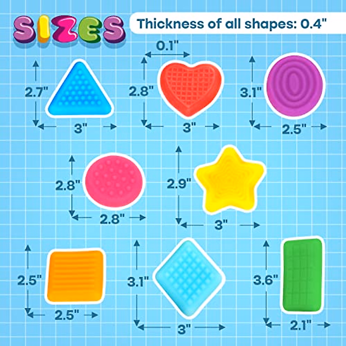 Shape Learning Sensory Toys for Toddlers - Textured Sensory Toys for Autistic Children, Pull and Stretch Tactile Toy, Calming Autism Toys for Boys and Girls Preschool Kids (8Pack)