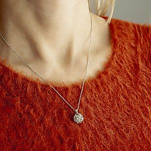 Timeless Love Diamond Accent Love Knot Shaped Pendant Set in Sterling Silver, Necklace with 18" Chain, Dainty Jewelry for Women, Luxury Fashion Pendant Necklaces for Women