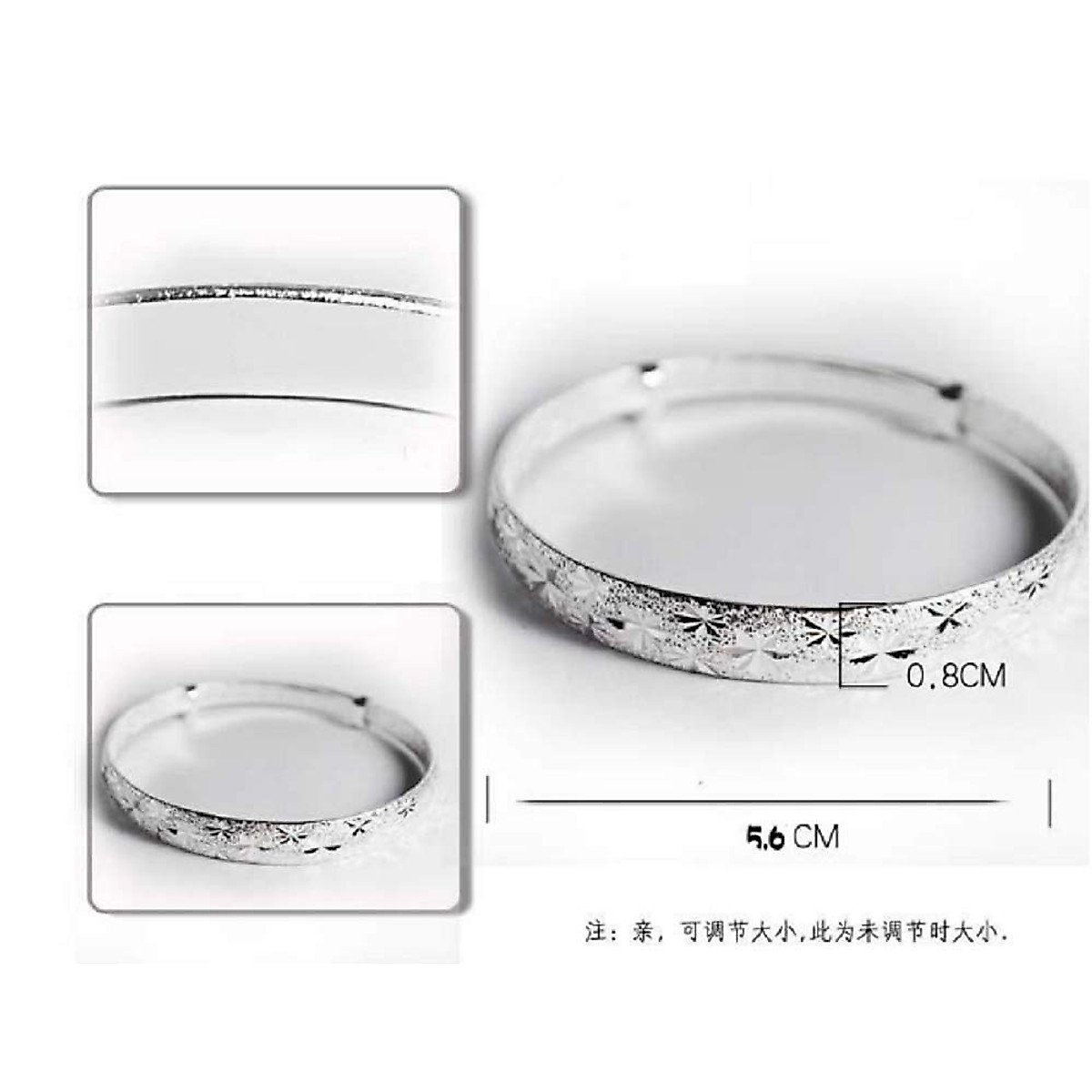 Wenbin Elegant Lady 925 Sterling Silver Engraved Bangle Scrub Bracelet Starry Bracelet Adjustable Bracelet Jewelry