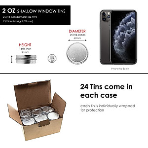 Mimi Pack 2 oz Silver Tins 24 Pack of Shallow Screw Top Round Tin Containers with Lids for Cosmetics, Party Favors, Gifts