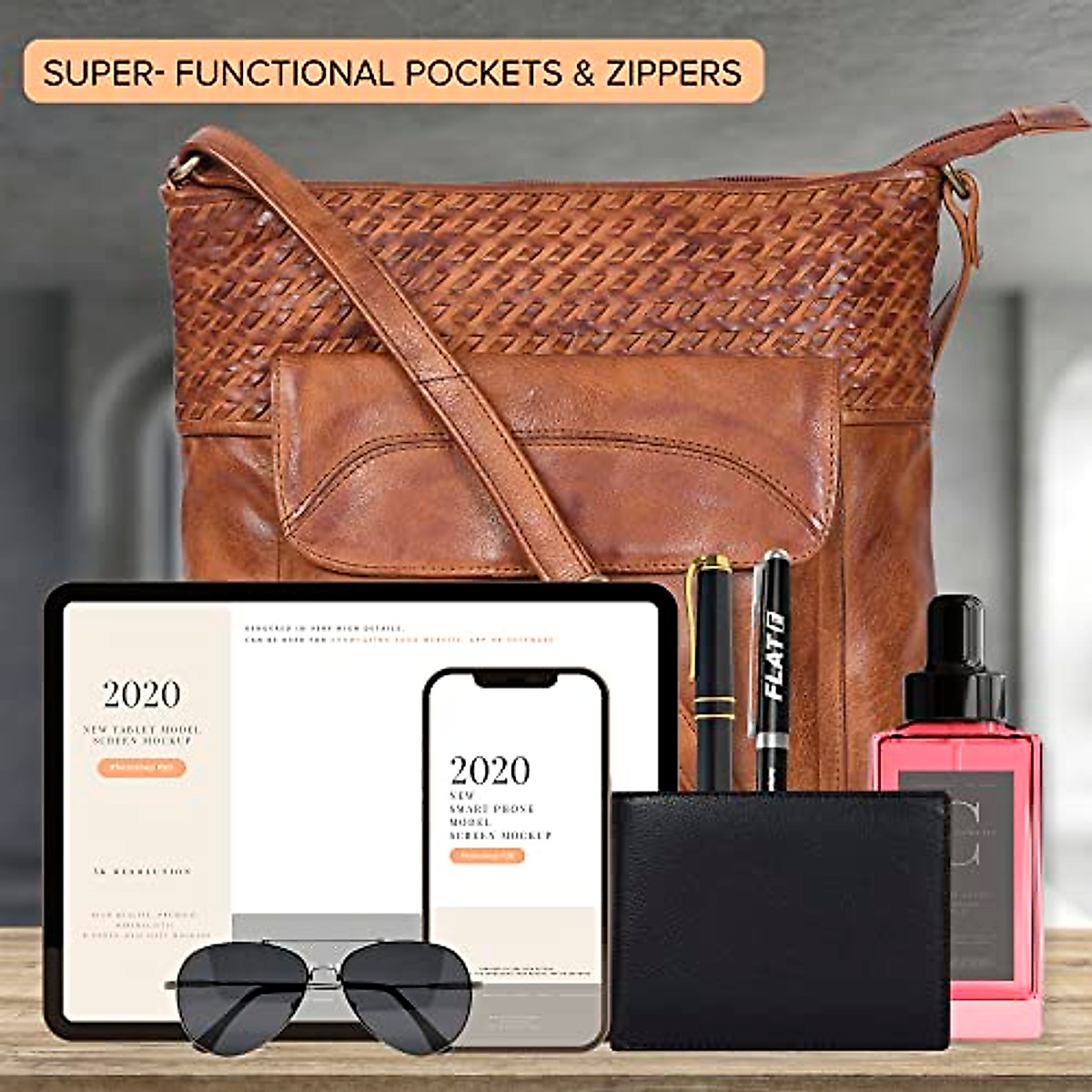 Real Leather Crossbody Purses and Handbags for Women - Sling Bag for Girls Shoulder Bags Purse Adjustable Shoulder Strap