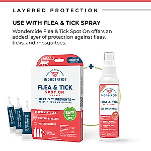 Wondercide - Flea and Tick Cat Spot On - Flea, Tick, and Mosquito Repellent, Prevention for Cats with Natural Essential Oils - Pet and Family Safe Up to 3 Months Protection - 3 Tubes of 0.03 oz