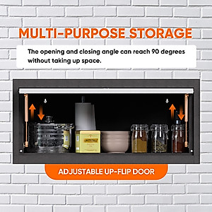 SUXXAN Metal Wall Cabinet with Up-flip Door,Wall-mounted Locker for Garage Workshop Kitchen（one cabinet