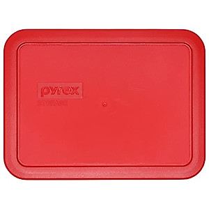 Pyrex 7210-PC 3-Cup Poppy Red Plastic Food Storage Replacement Lid, Made in USA - 4 Pack