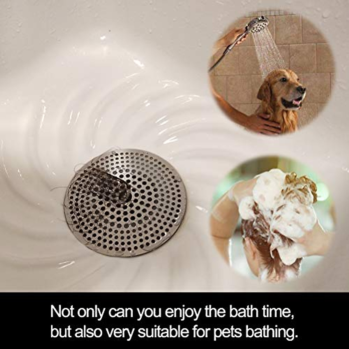 EXPAWLORER Hair Catcher Shower Drain - Stainless Steel Drain Hair Catcher Bathtub Strainer with Stand for Regular Drains