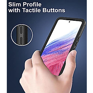 Dahkoiz for Samsung Galaxy A53 5G Case, with Tempered Glass Screen Protector and Dust-Proof Port Cover, Full Body Protection Durable Rubber Phone Case for Samsung Galaxy A53 5G UW, Black