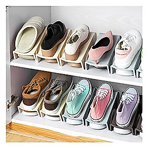 HTLLT Practical and Convenient Shoe Slots Organizer Adjustable Shoe Racks Space Saver Shoe Holder 8/14 Piece Set,Gray,14 Piece Set