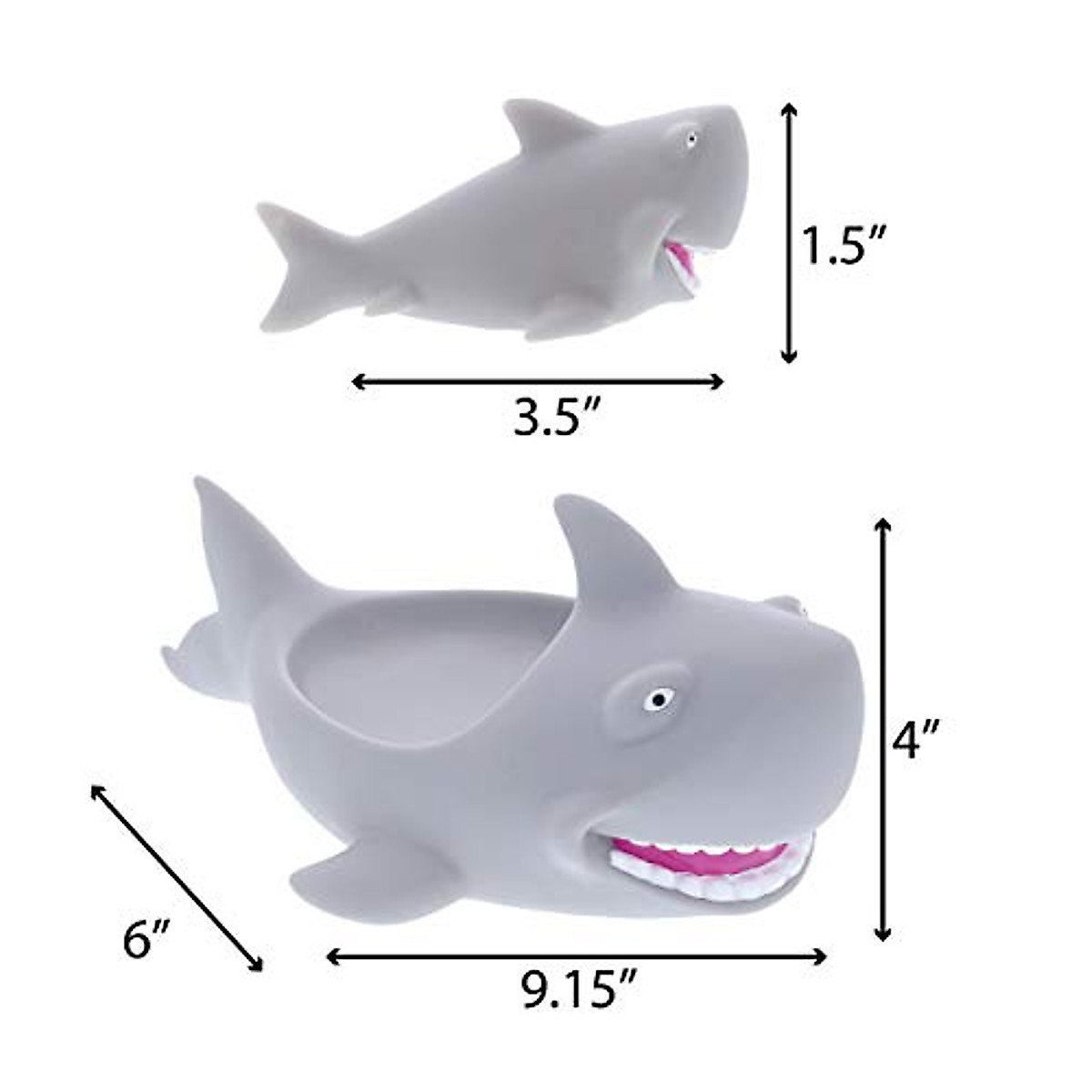 Dollibu Family Animal Bath Squirters 4 Piece Bath Toy Set, Toddler Bath Toys for Bathtime & Water Fun, Girls & Boys Floating Rubber Squirt Toys, Floaty Pool Toys for Toddlers & Kids (Gray)