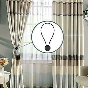 Voilamrt Curtain Tie Backs 4PCS, Magnetic Curtain Tiebacks, Tie Backs for Curtains, Curtain Weaving Holder Buckles for Drapes, Home, Office, Hotel Window Decoration (Black)