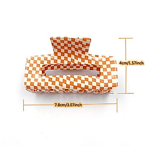 Checkered Hair Claw Clips for Women Girls Fashion Hair Clips for Styling Claw Clamps Thick Hair Retro Rectangle Shape, YOEMAYUNER (3PCs 3Colors a)