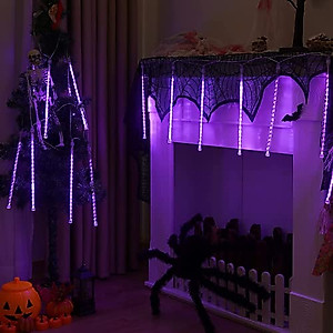 WAKAKA 2 Pack Purple Solar Christmas Lights Outdoor Waterproof, Total 16 Tubes 288 LED Solar Meteor Shower Lights, Falling Rain Lights for Outside Tree Christmas Decorations