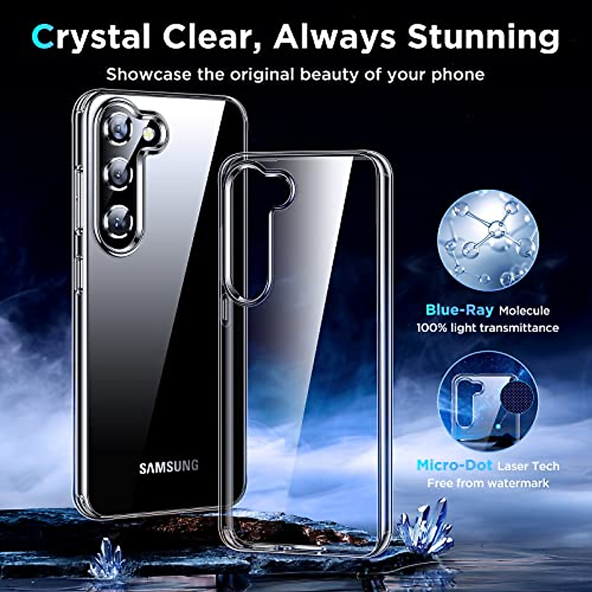 Simtect Crystal Clear for Samsung Galaxy S23 Case [Never Yellow] [10FT Military Drop Protection] Galaxy S23 Case Soft TPU Slim Fit Yet Protective Phone Case for Samsung S23 5G 6.1" Cover - Clear