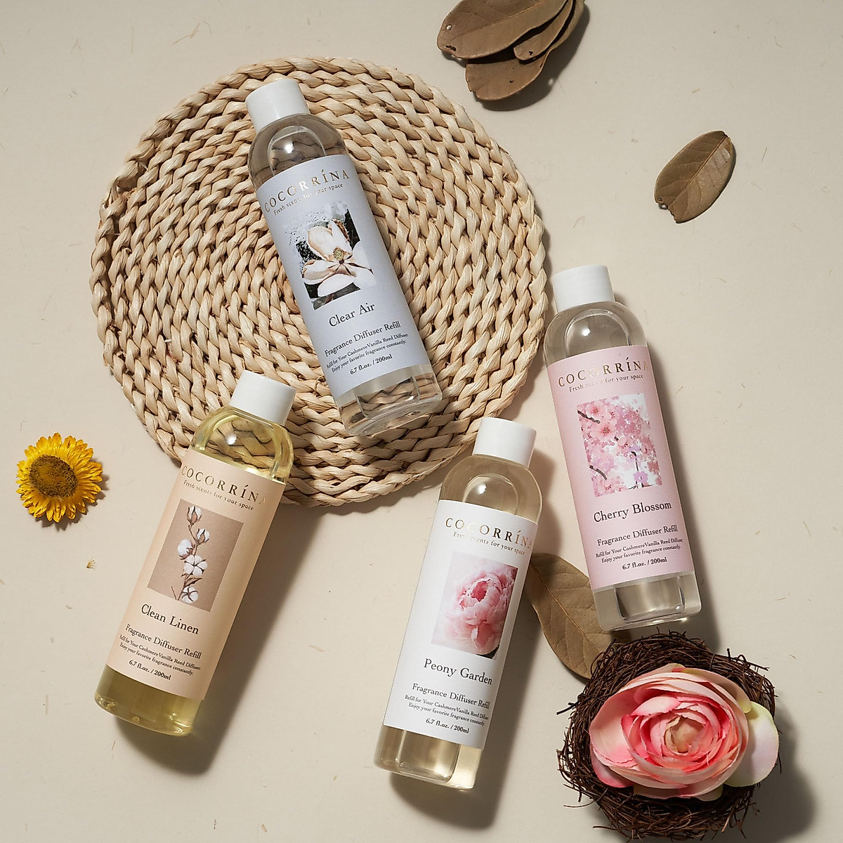 COCORRÍNA Reed Diffuser Refill - Oud Bergamot 6.7 oz. Reed Diffuser Oil Refill Home Fragrance for Bedroom, Bathroom Home Decor