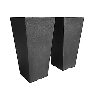 Kante 22 Inch Tall Planter Set of 2, Large Taper Planter for Outdoor Indoor Garden Patio Front Door (Black)