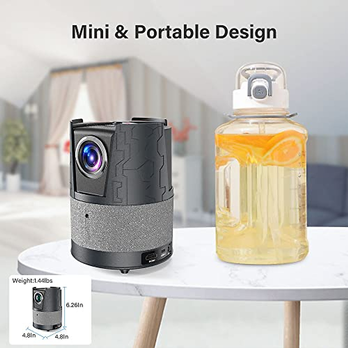 Native 1080P Portable Projector, Mini 5G WiFi Projector with Android 9.0, Smart Bilateral Bluetooth Projector for Wireless Phone Connection, Support 4K Outdoor Movie,Dolby Audio Home Theater,HDMI USB