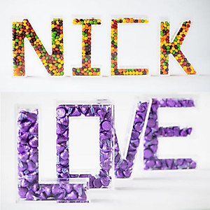 Fillable Alphabet Acrylic Tray Acrylic Alphabet Candy Jar Reusable Party Deli Jar Magnetic Lid Design 10in Sealed Acrylic Box (A)