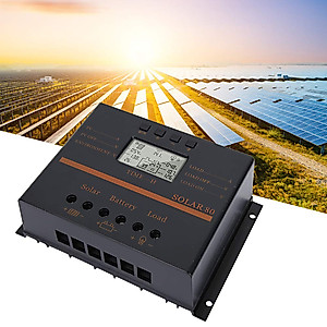 12V 24V Auto 80A Solar , Energy Controllers Solar Wind Power Controller Solar Panel Battery Intelligent Regulator LCD Display Solar Panel Controller with USB 5V Charging Interface