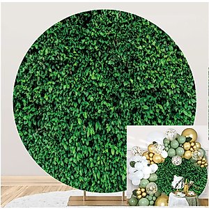Leowefowa Greenery Round Backdrop Cover Green Leaves Round Backdrop 7.2ft Grass Backdrop Wall Circle Backdrop Stand Cover Safari Baby Shower Bridal Shower Wedding Anniversary Party Supplies Photo Prop