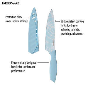 Farberware Tie Dye Pattern Knife Set with Shears and Blade Covers, 15-Piece, Multicolor