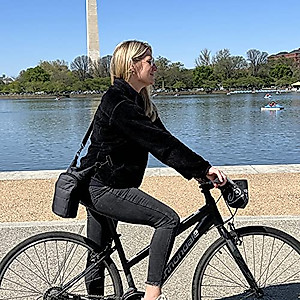 WanderFull Crossbody HydroBag - Water Bottle Holder - Quilted Bottle Bag - Water Bottle Carrier with Strap - Unisex Puffer Tote for Water Bottle (Matte Black with Black Strap)